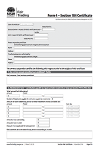 Section 184 Certificates | Netstrata